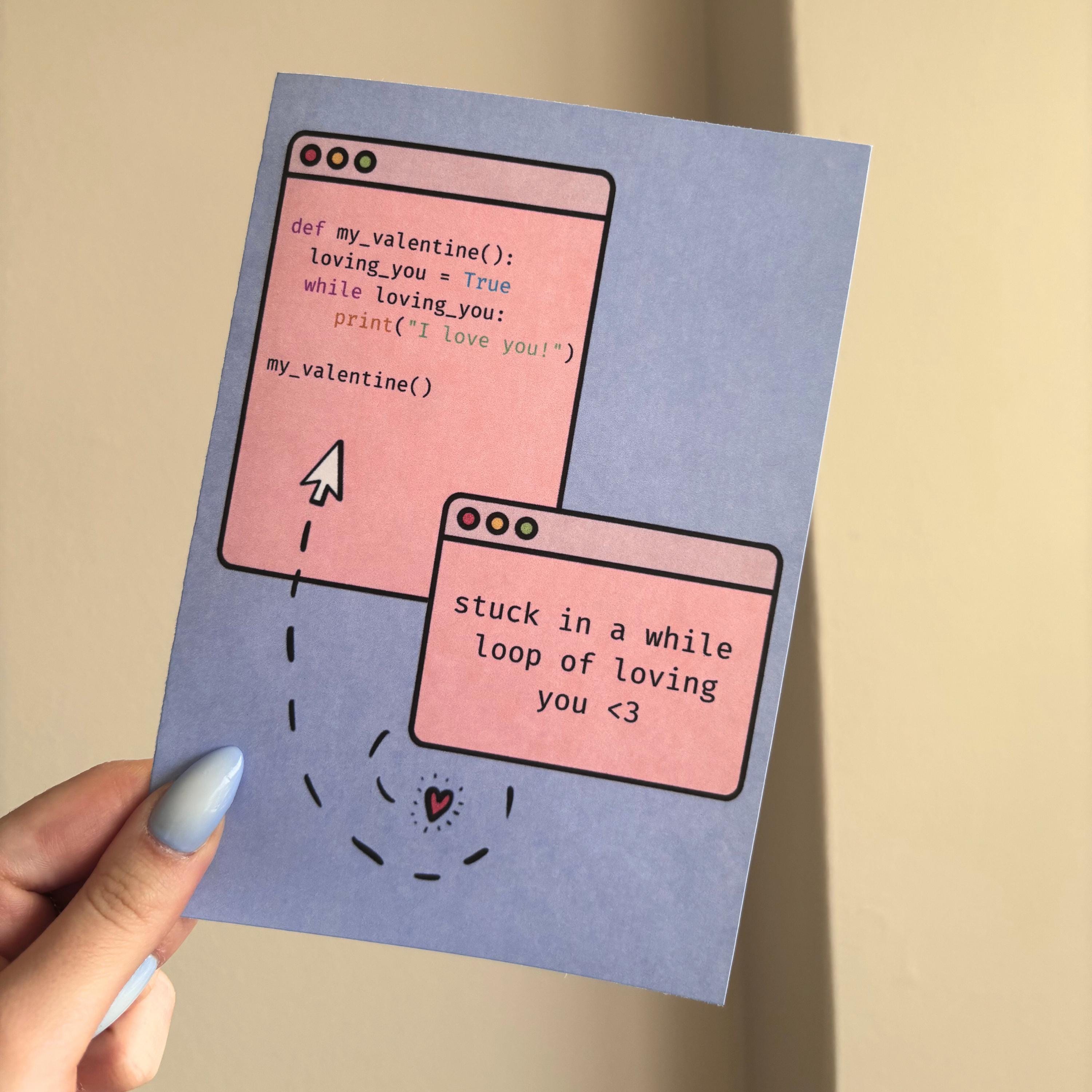 Funny Programmer Valentine's Day Card: Stuck in a While Loop - Etsy