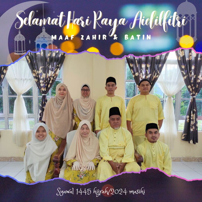 Selamat Hari Raya Aidilfitri Family Photo Wish Card - Etsy