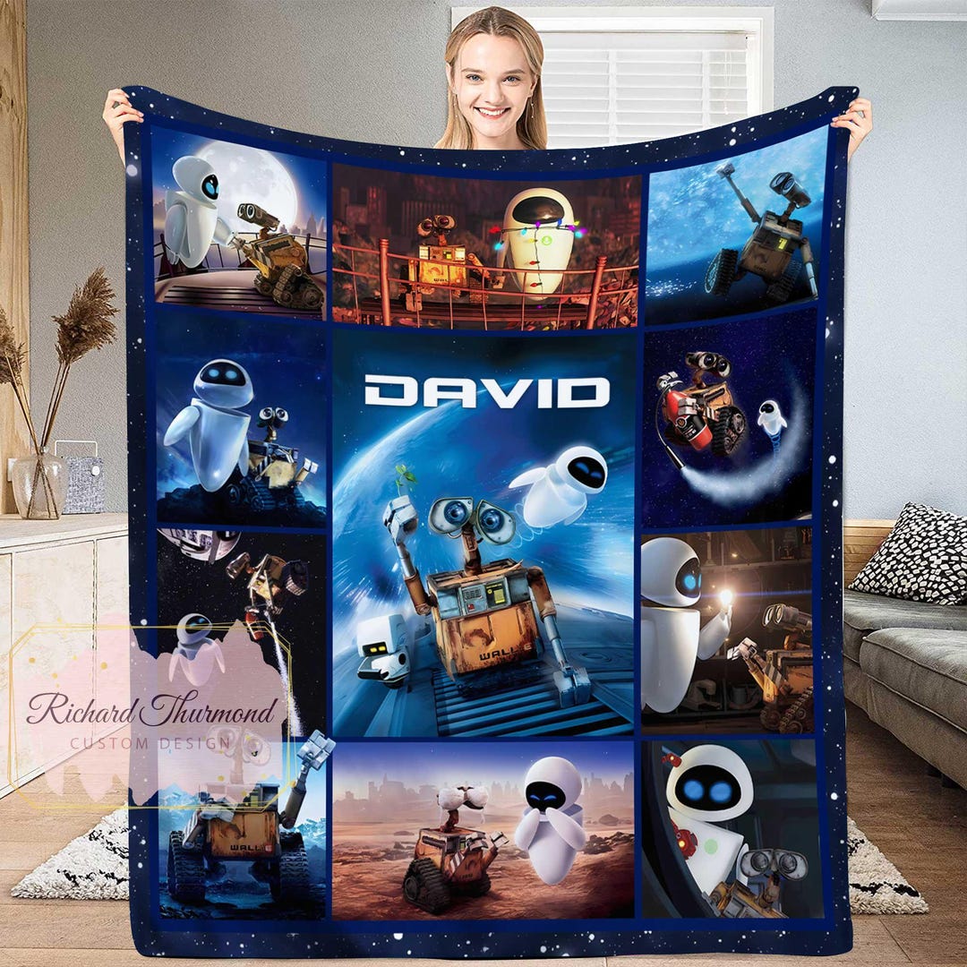 Personalized Wall-e Throw Blanket, Custom Name Wall-e Quilt Blanket ...