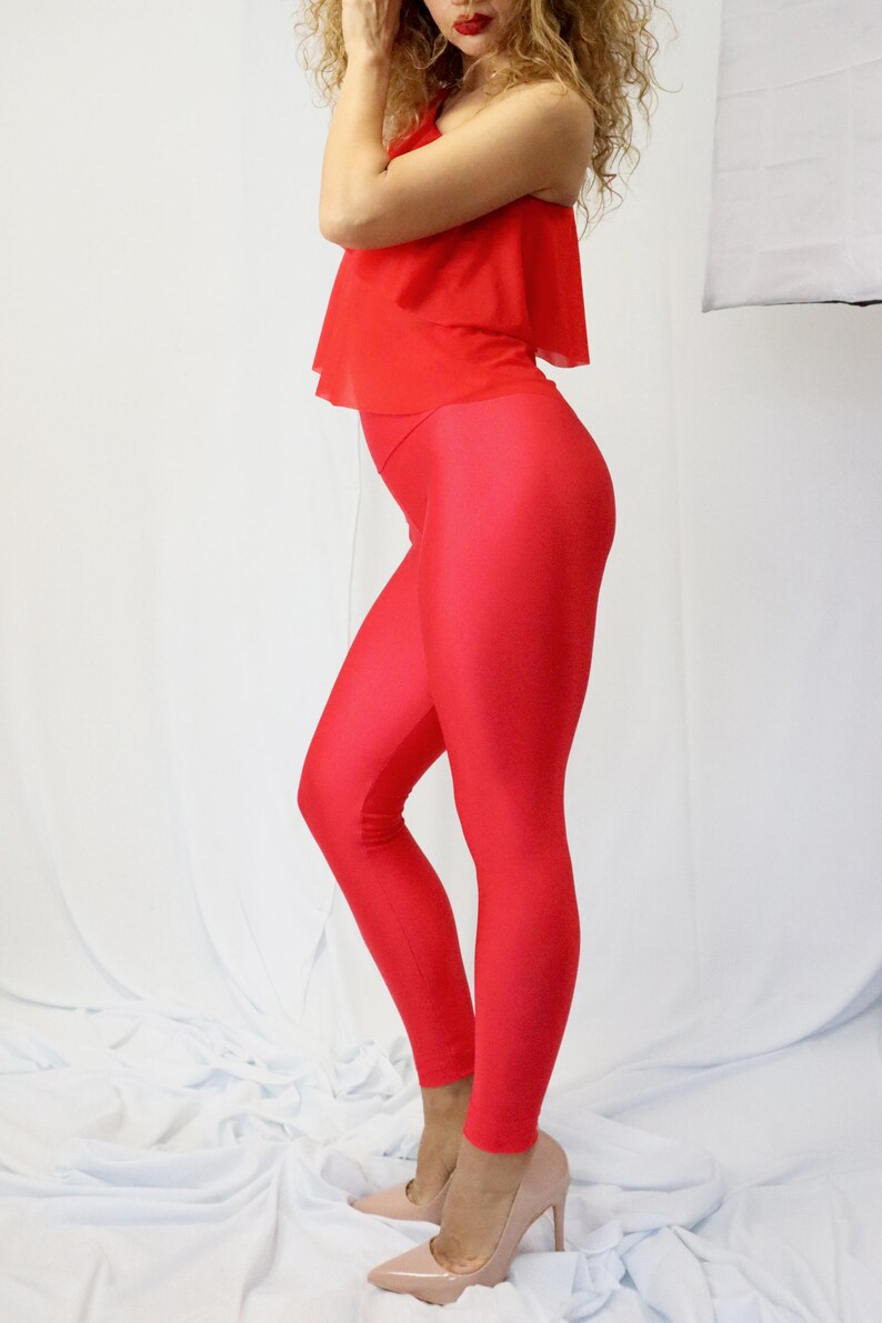 Crop Top One Shoulder and Legging / Dancewear / Salsa Dance / Red Color ...