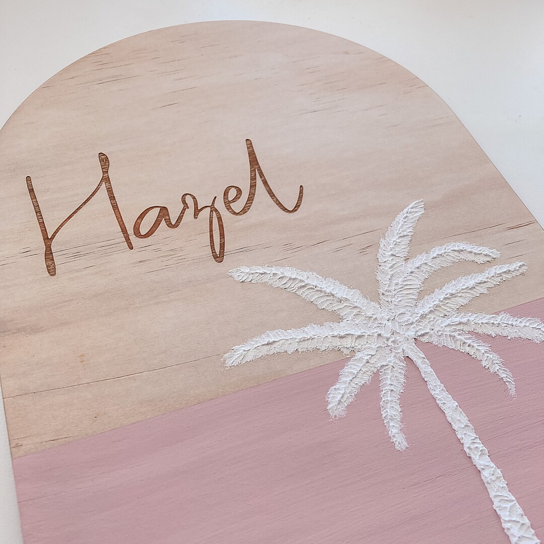 Personalised Palm Tree Arch Plaque Textured Art Coastal Decor Surf Art ...