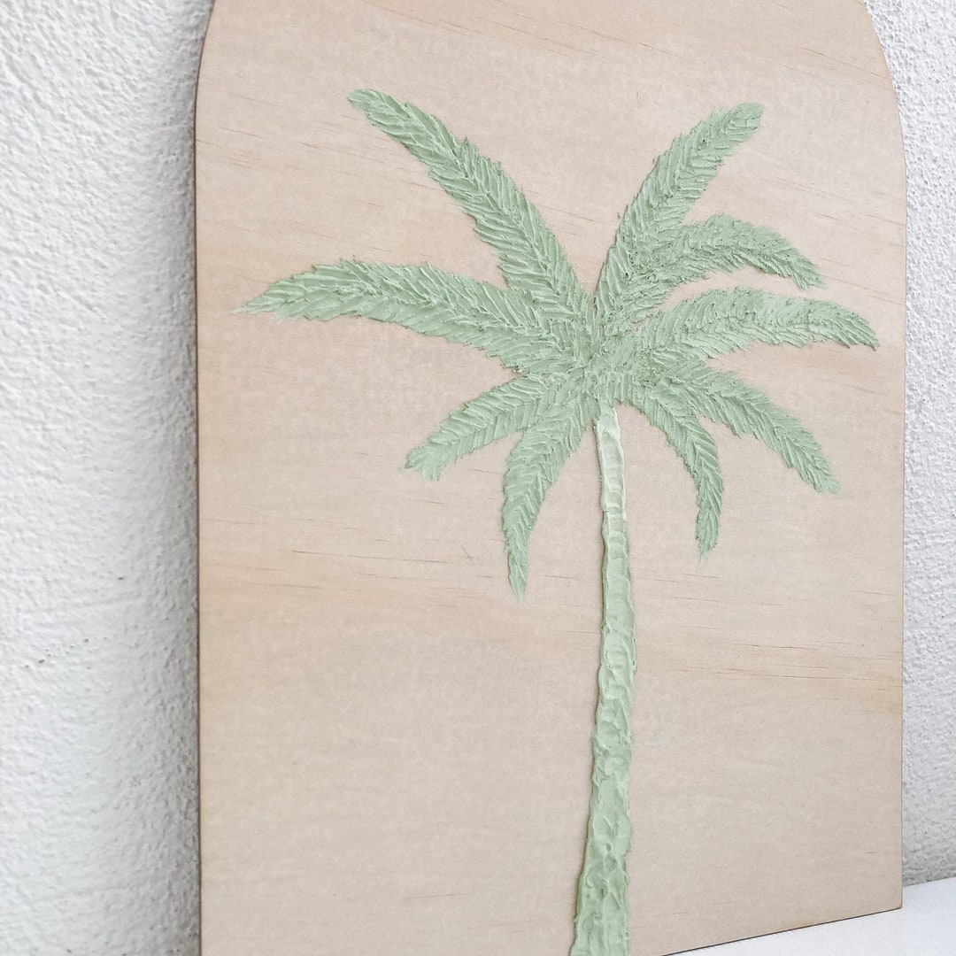 Palm Tree Arch Plaque \\ Textured Art \\ Coastal Decor \\ Surf Art - Etsy