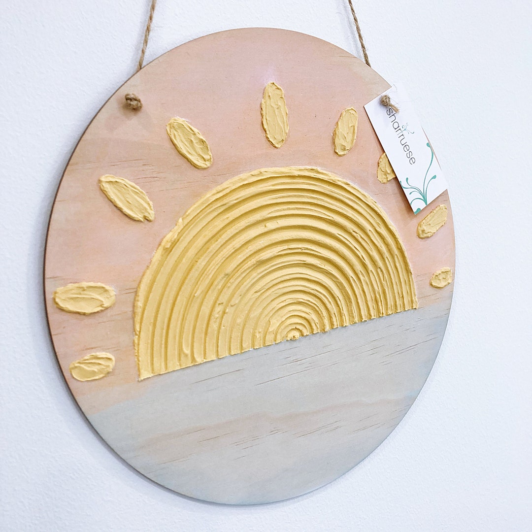 Textured Sun Plaque \\ Textured Art \\ Coastal Decor \\ Surf Art - Etsy