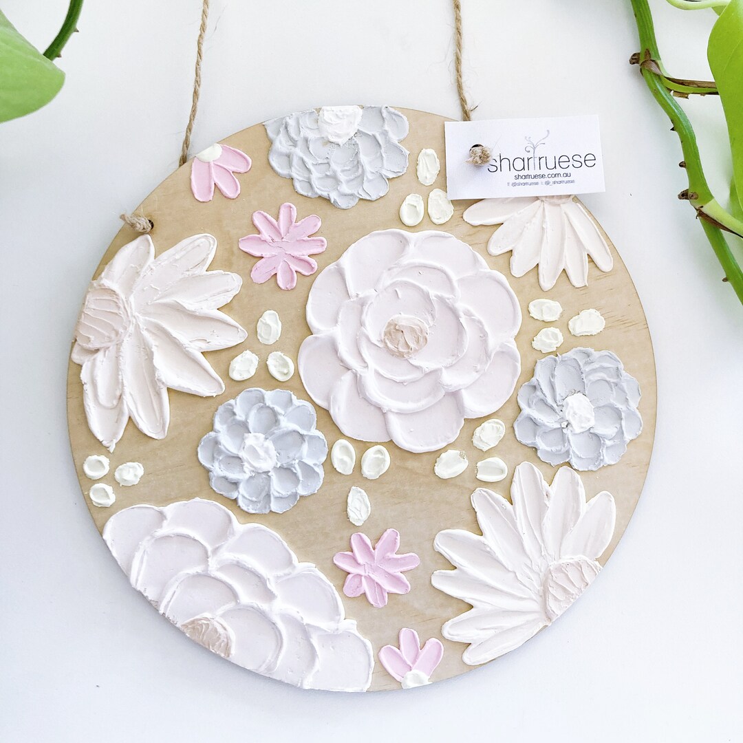 Floral Timber Plaque \\ Textured Art \\ Nature Decor \\ Floral Art - Etsy