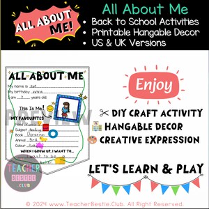 All About Me Template, Back to School, First Week Classroom Activities ...