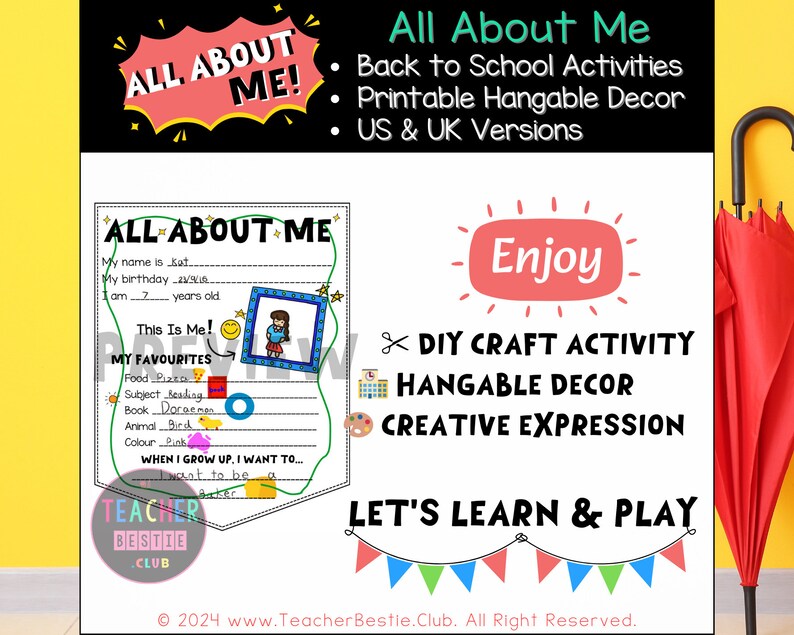 All About Me Template, Back to School, First Week Classroom Activities ...