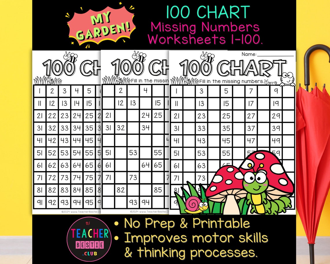 100 Chart Missing Numbers Worksheets Missing Numbers 1-100 Worksheet No ...