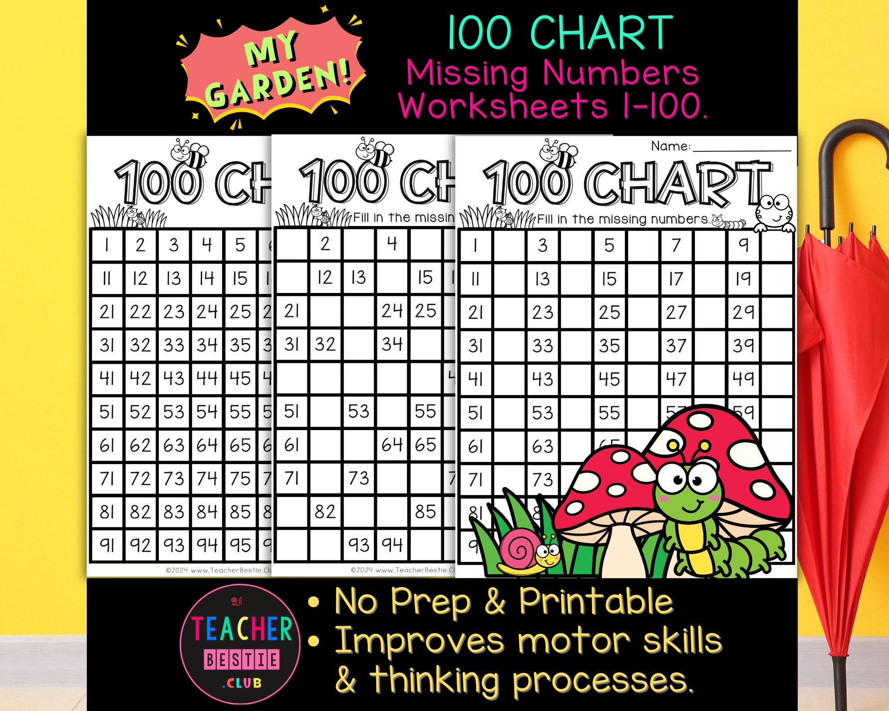 100 Chart Missing Numbers Worksheets Missing Numbers 1-100 Worksheet No ...