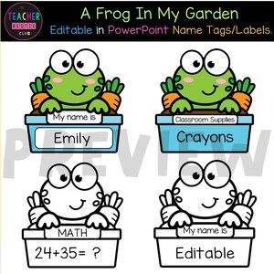 Editable Name Tags, Customized Label in Powerpoint, A Frog in My Garden ...