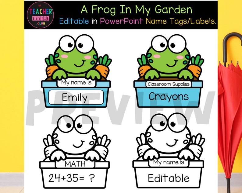 Editable Name Tags, Customized Label in Powerpoint, A Frog in My Garden ...