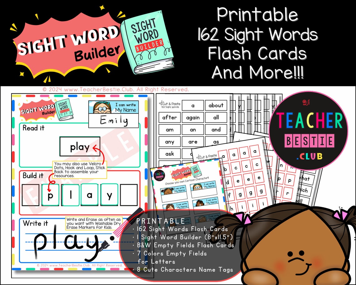 Sight Word Practice, Sight Word Builder, 162 Sight Words, Reading ...