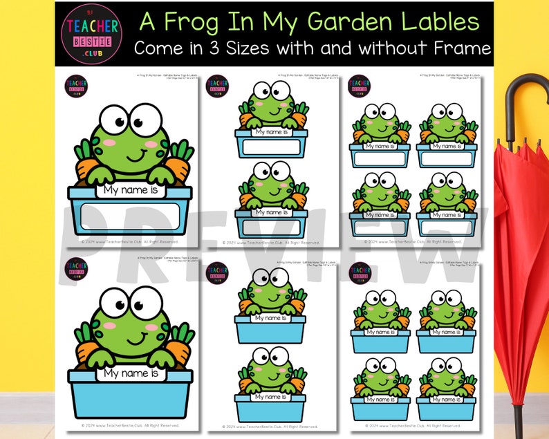 Editable Name Tags, Customized Label in Powerpoint, A Frog in My Garden ...