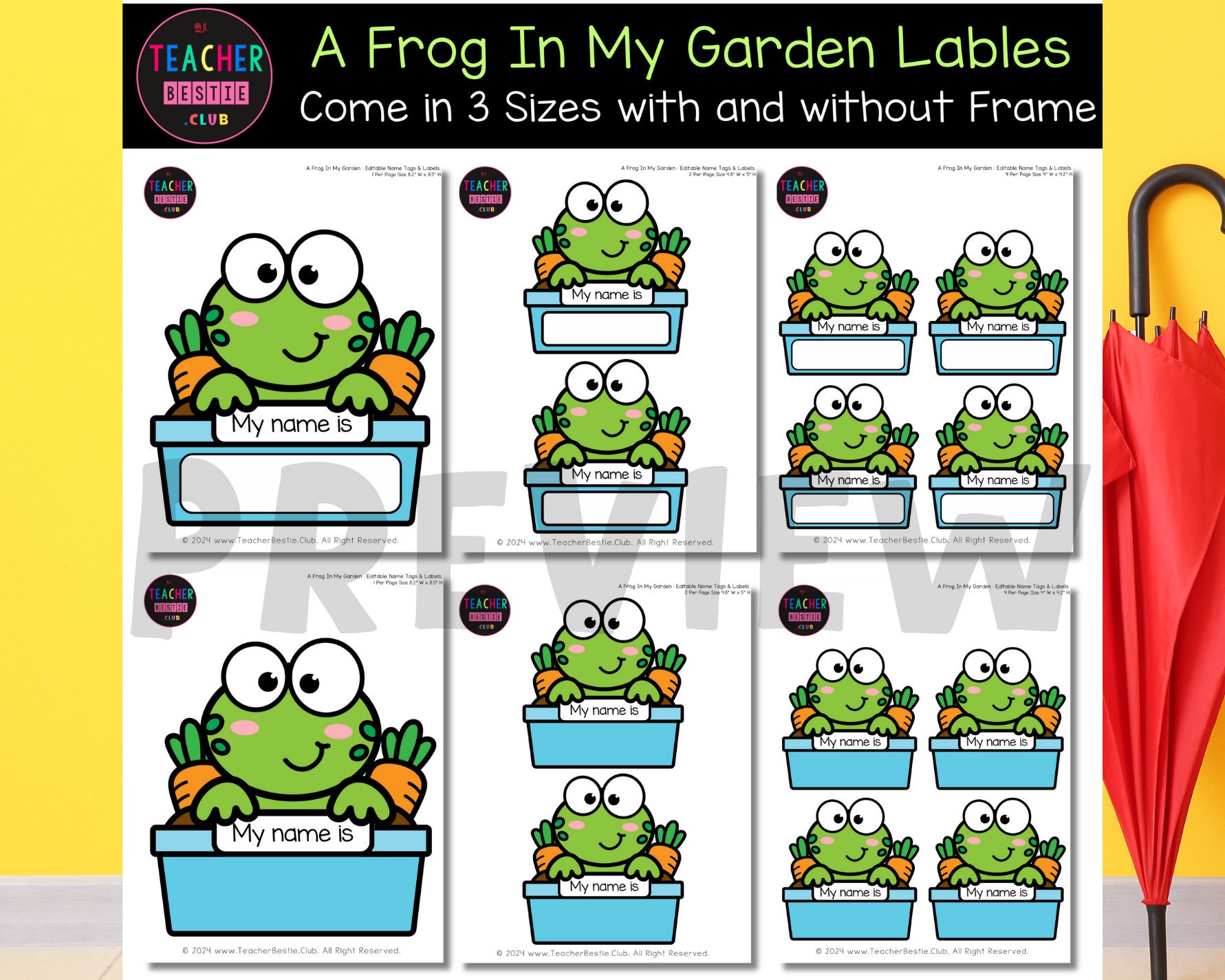 Editable Name Tags, Customized Label in Powerpoint, A Frog in My Garden ...