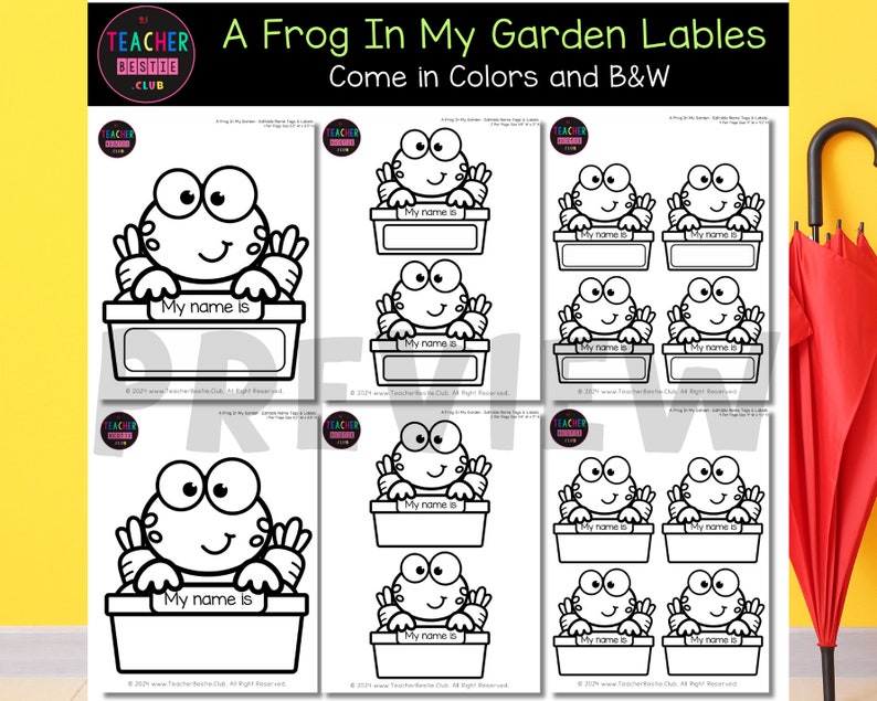 Editable Name Tags, Customized Label in Powerpoint, A Frog in My Garden ...