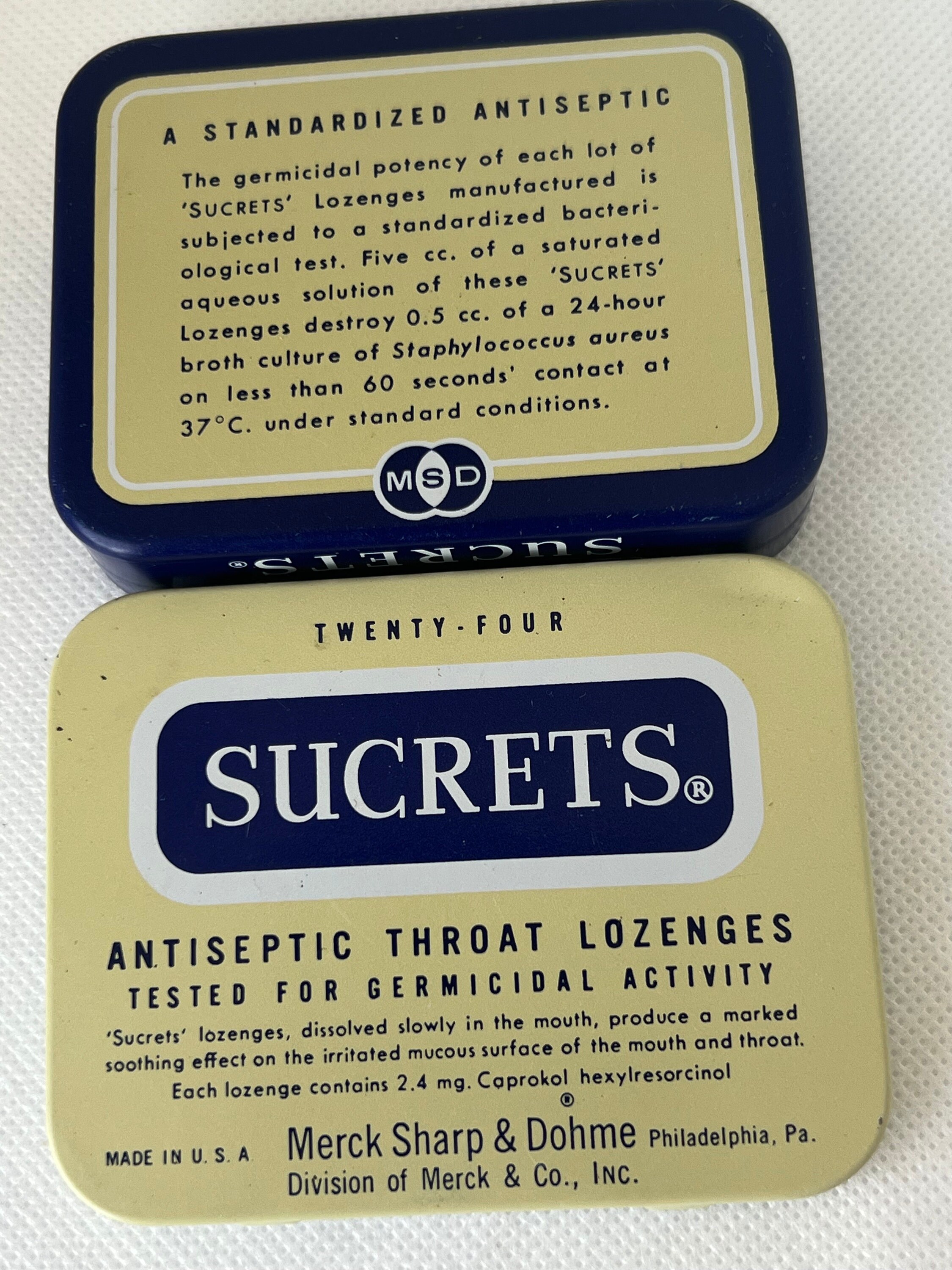 Vintage SUCRETS Tin, Mid 60's Merck Sharp & Dohme, Clean - Etsy