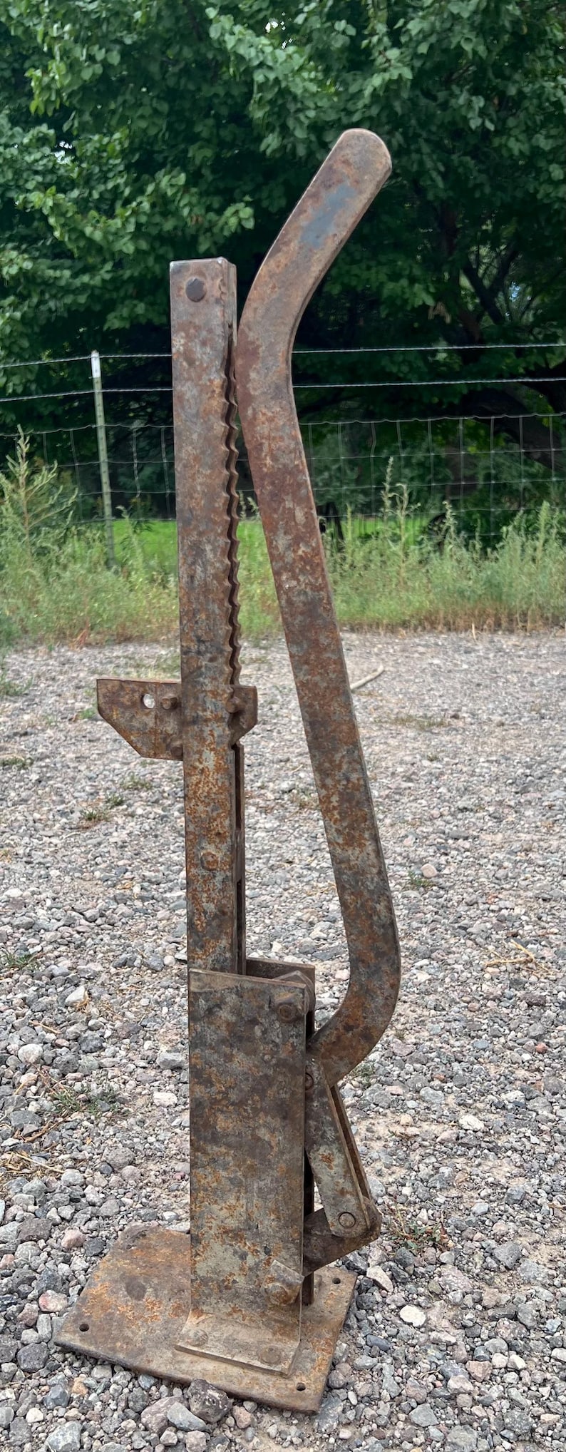 Antique Wagon Jack – Early 1900s Rusted Metal Farm Tool, Rustic Western ...