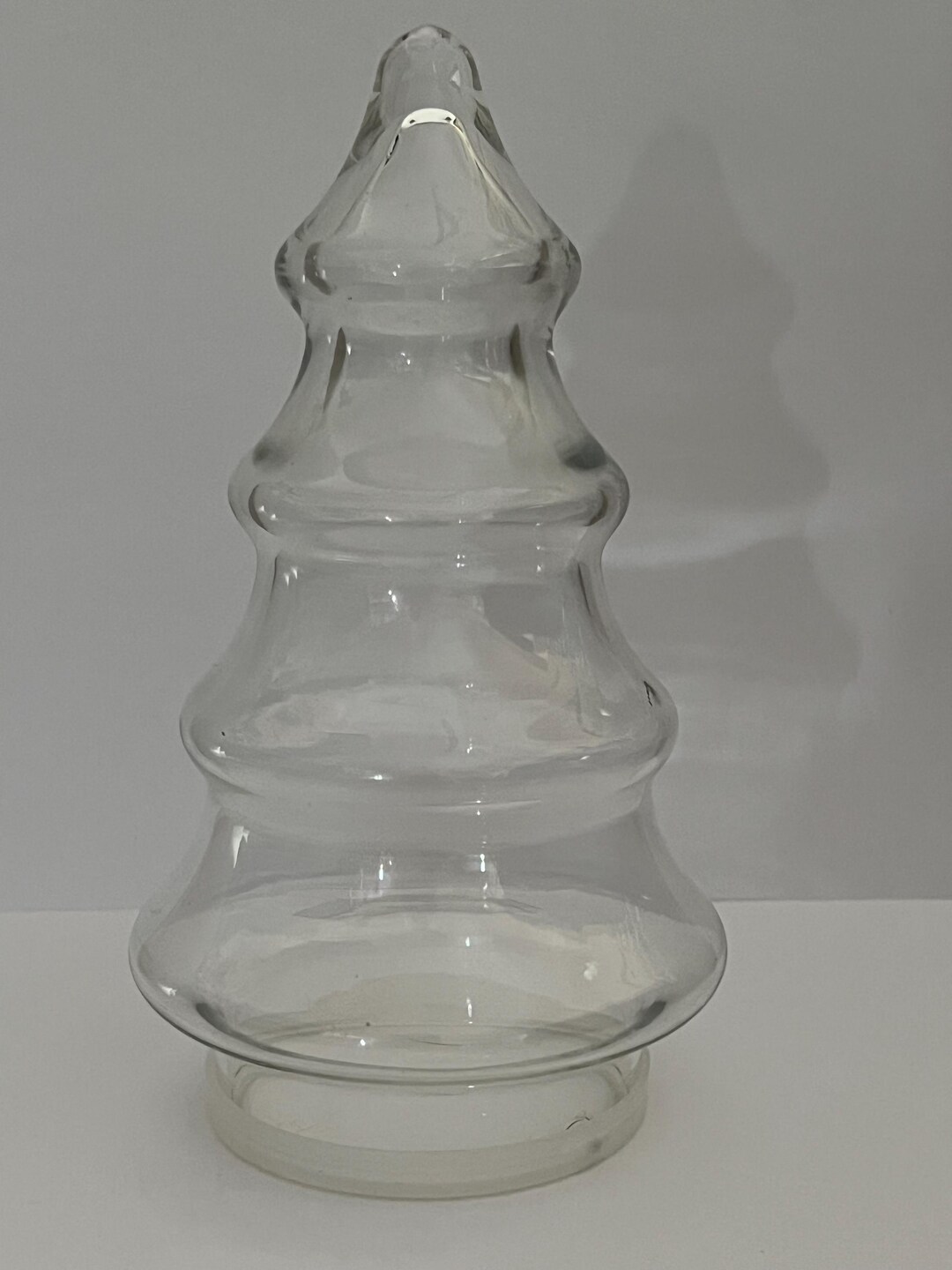 Vintage Clear Glass Christmas Tree Shaped Jar Container With Snap on ...