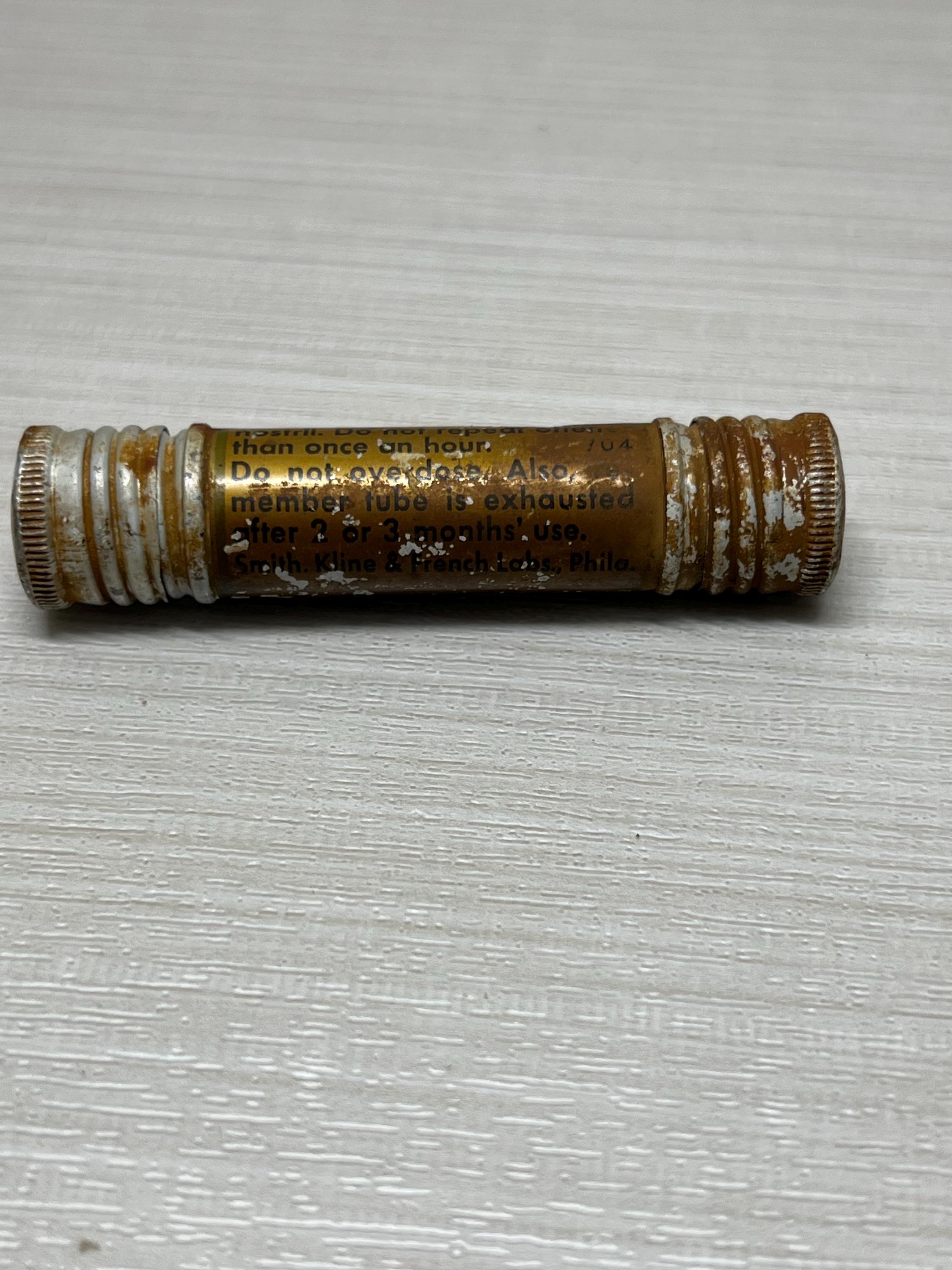 Vintage Benzedrine Inhaler Tube Collectible Item WWII Empty Ca. 1940's ...