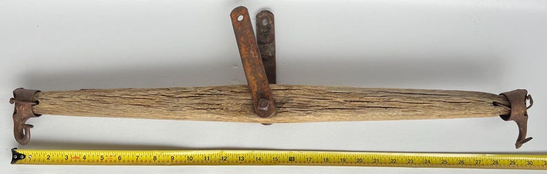 Antique Wooden Singletree With Iron Hooks – Rustic Farmhouse Western ...