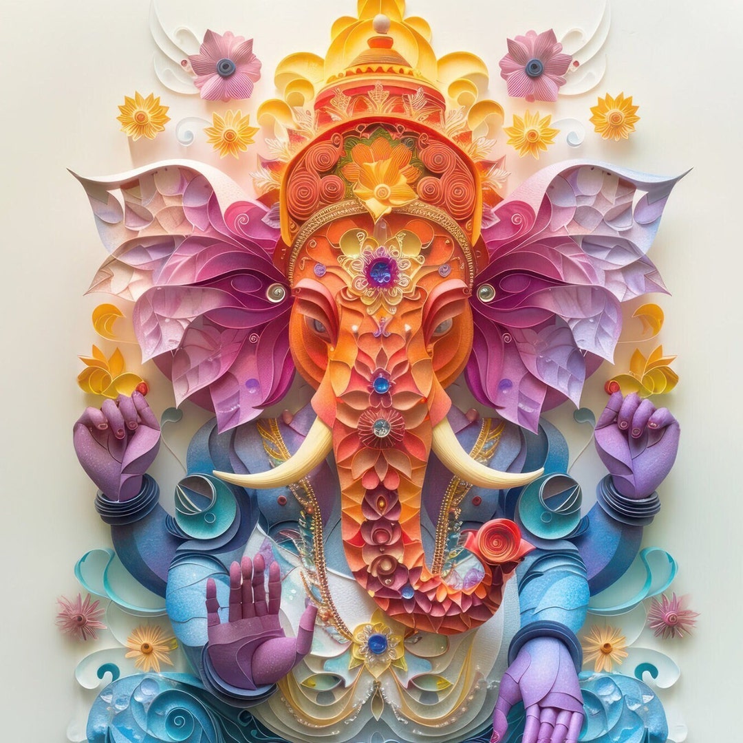 Buy Colorful Ganesha Paperart, Ganesha Wall Art, Hindu God Ganesha ...