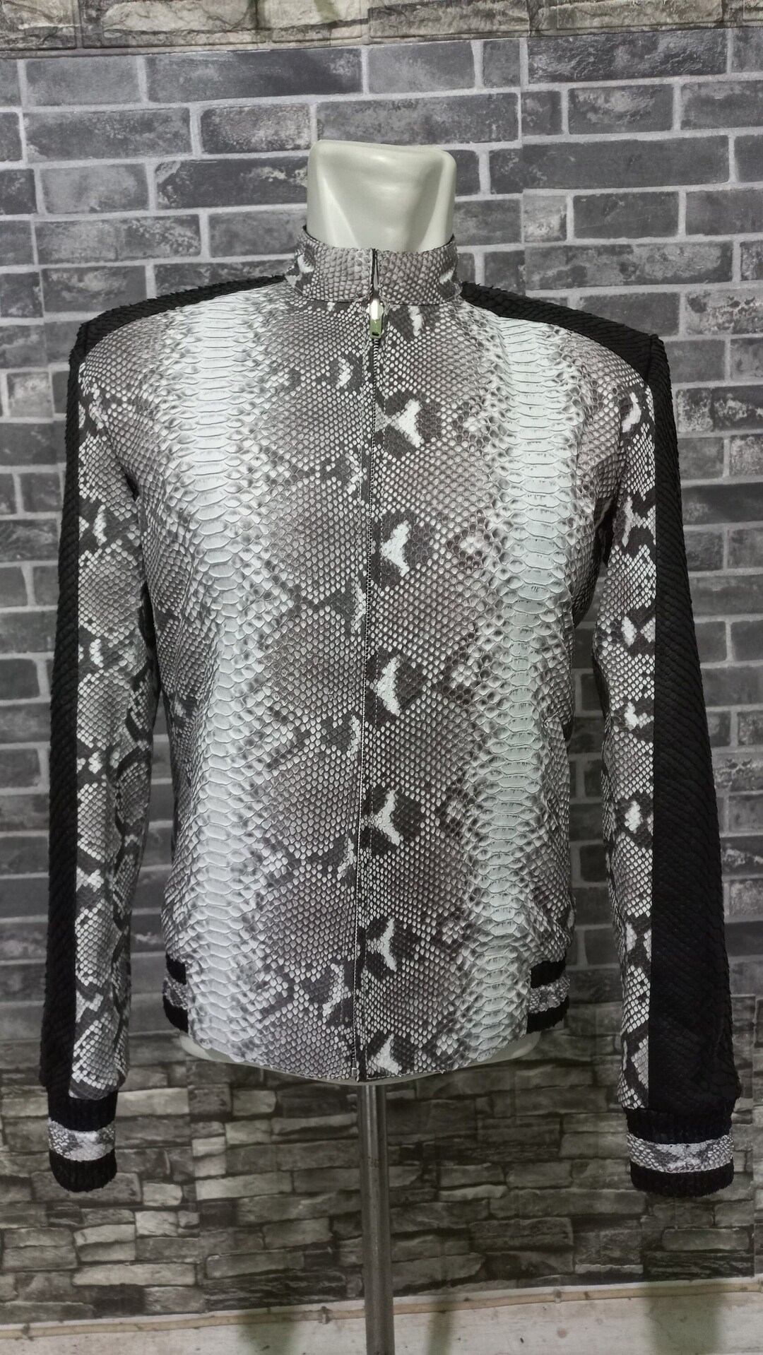 Dragon Grey Exotic Genuine Python Jacket, Real King Snake Skin Jacket ...