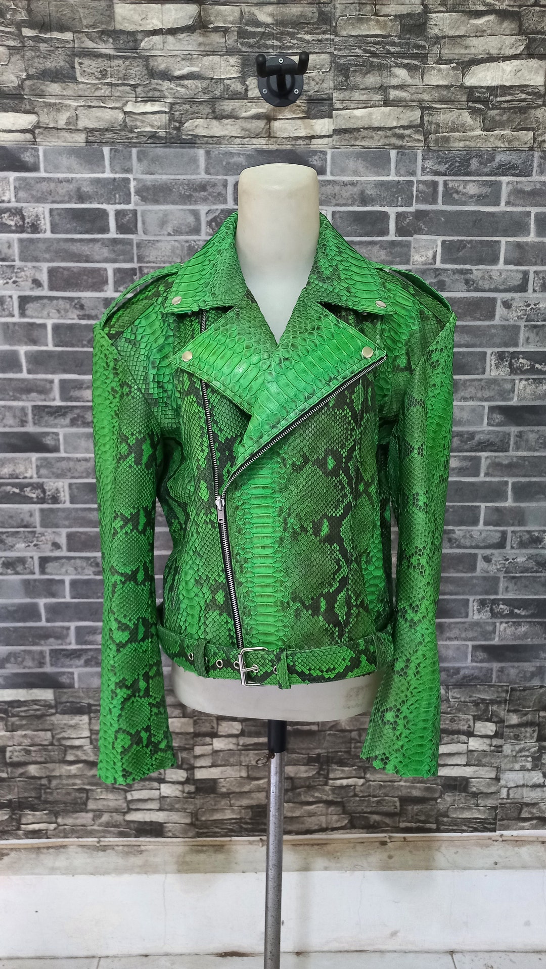 Dragon Green Exotic Genuine Python Jacket, Real King Snake Skin Jacket ...