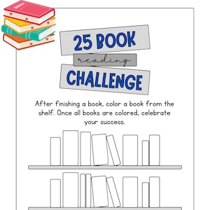 25 Book Reading Challenge Digital File PDF and PNG - Etsy