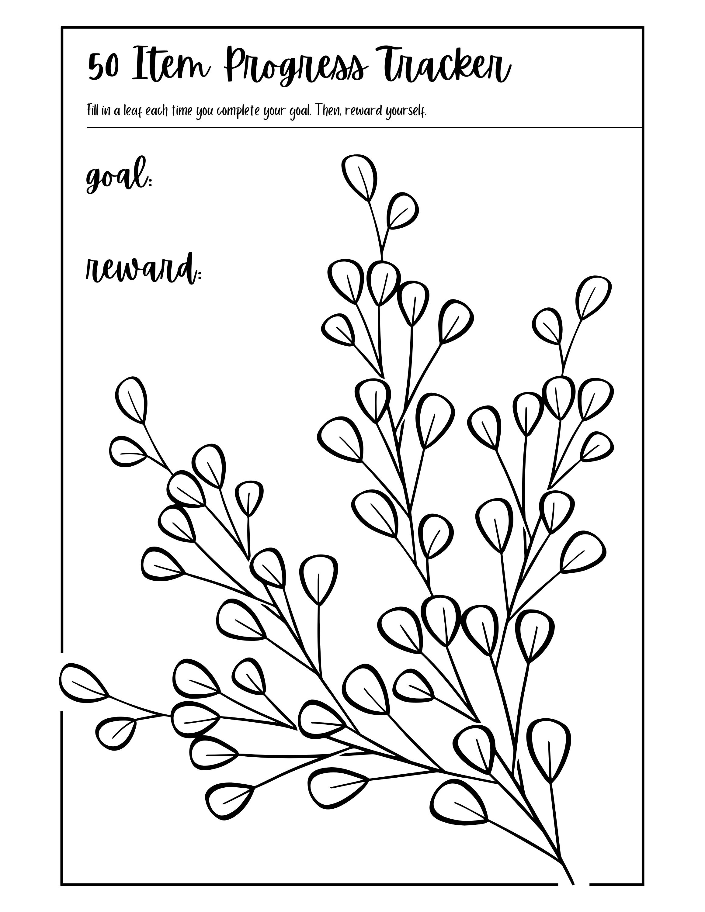 50 Item Habit Tracker Coloring Sheet - Etsy