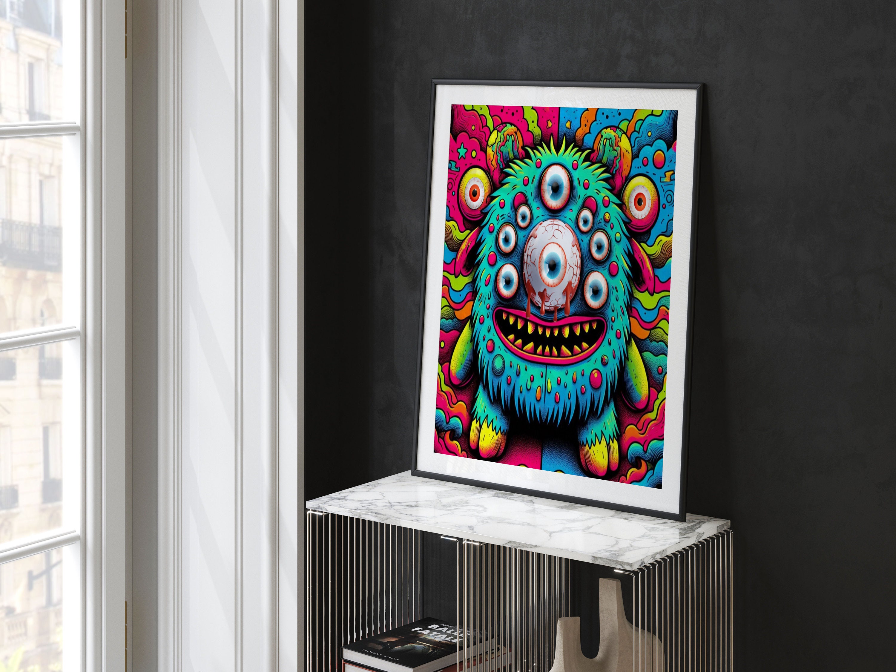 Weirdcore Wall Art Print,colorful Psychedelic Multi Eyed Monster ...