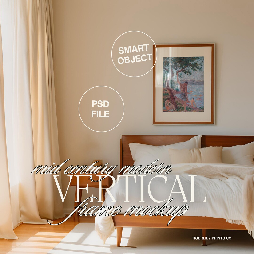 One Frames Mockup, Bedroom Scene Mockup, Vertical Wood Frame Mockup ...