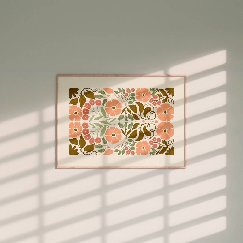 Flower Poster, Horizontal Wall Art, Abstract Flower Print, Printable ...