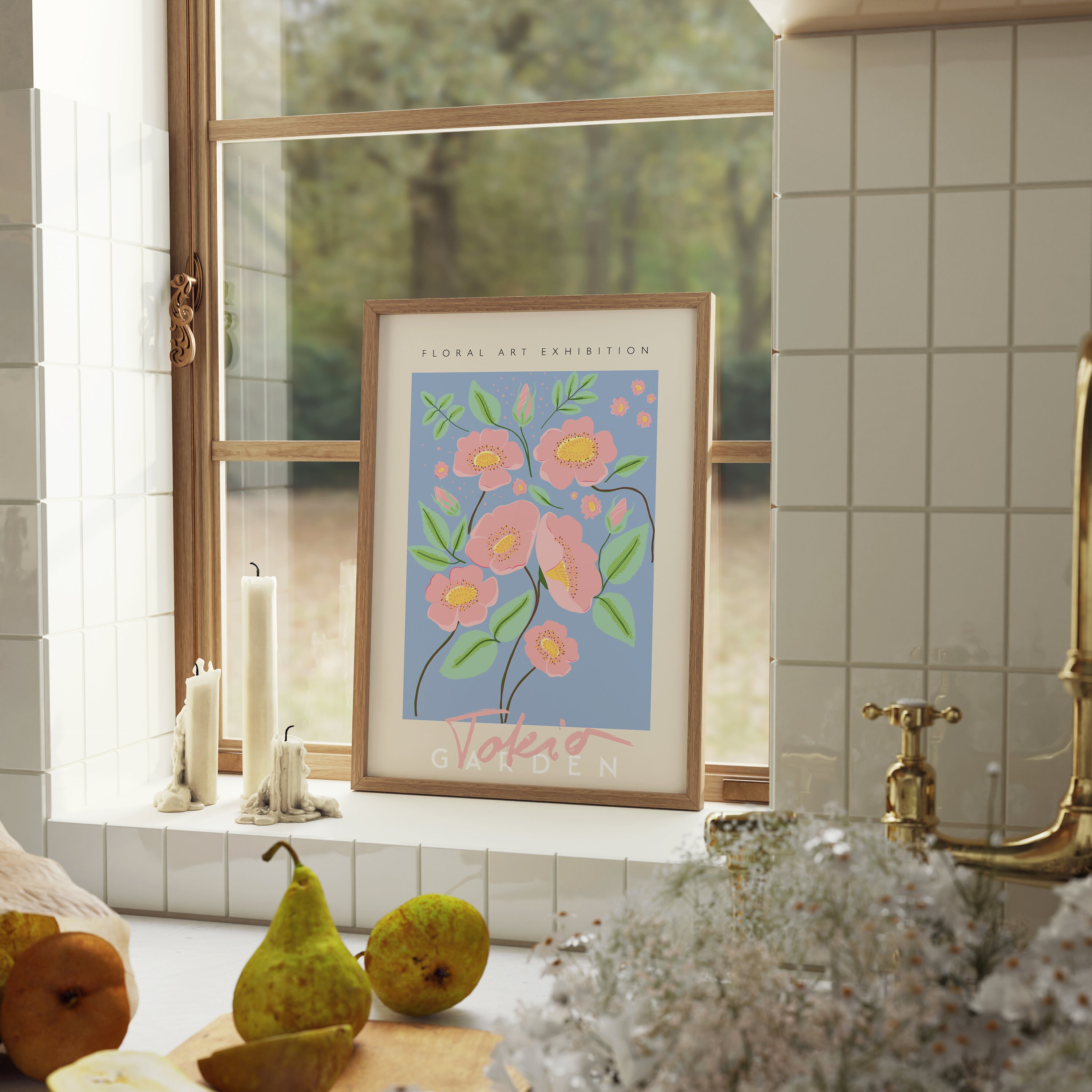 Set of Two Flower Print, Floral Poster, Wall Art, Abstract Flower Print ...