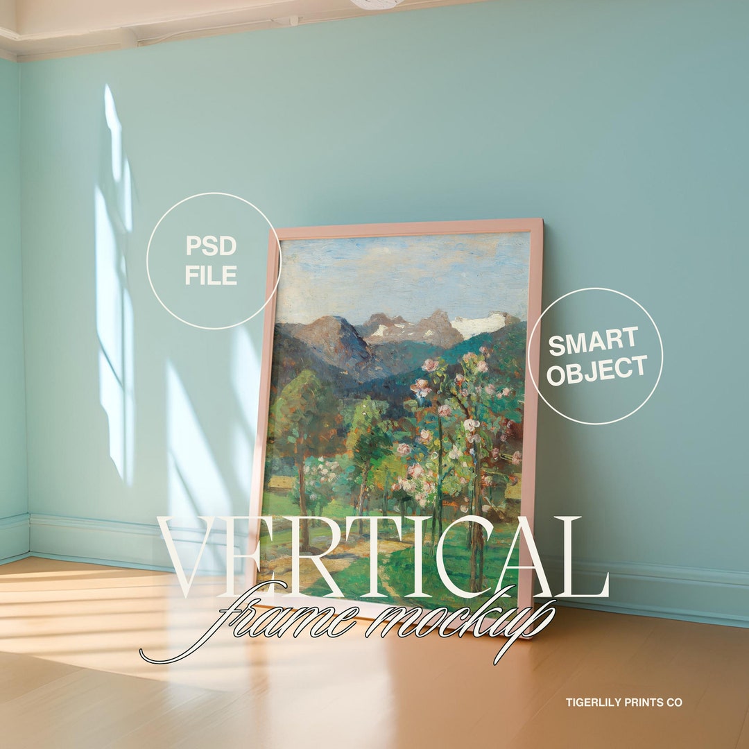 Frame Mockup in Blue Room, Poster Vertical Frame, Nursery Colorful Wall ...