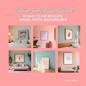 20 Frame Mockup Bundle, Trendy Pink Wall Mockup, Empty Modern Display ...