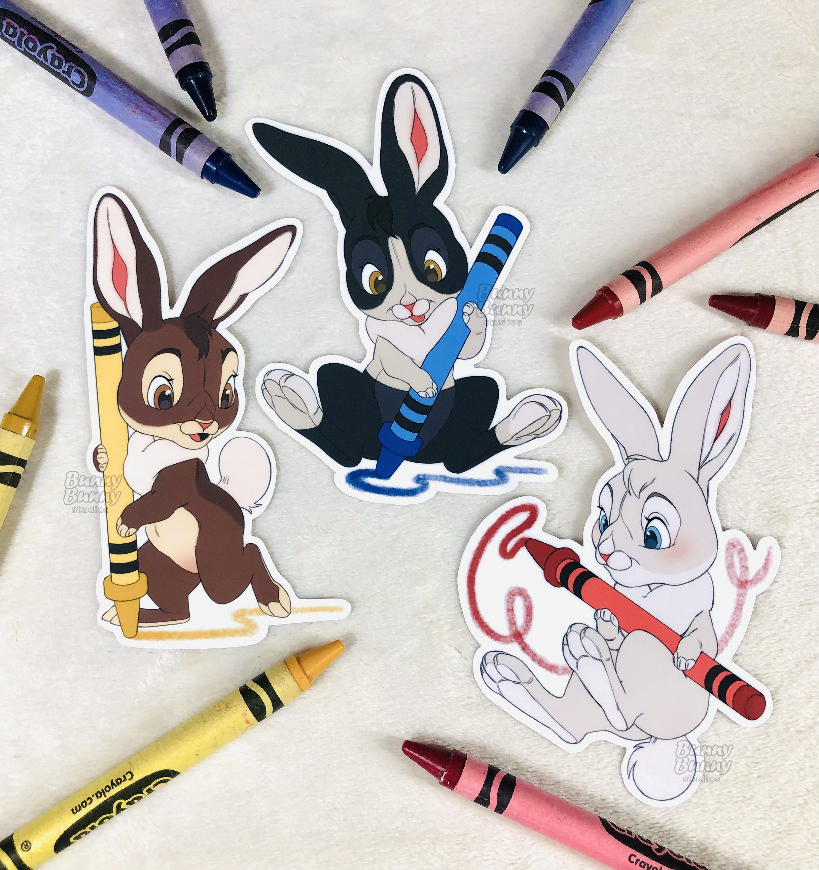 Red Crayon Bunny Sticker / White Rabbit / Cute Animal Lover Gift ...