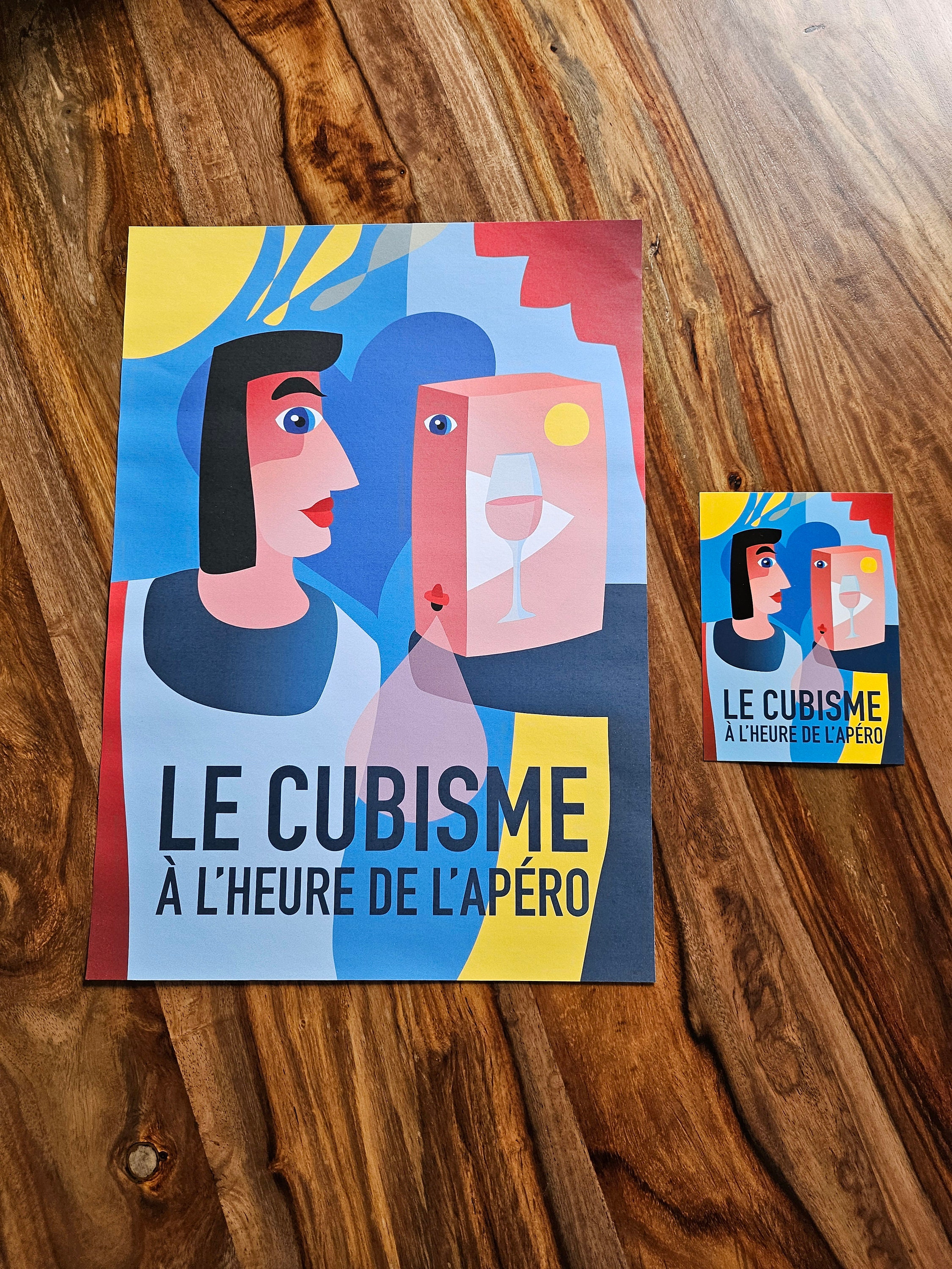 Arty Humor Postcard, Cubism at Aperitif Time - Picasso-style Rosé Cubi ...