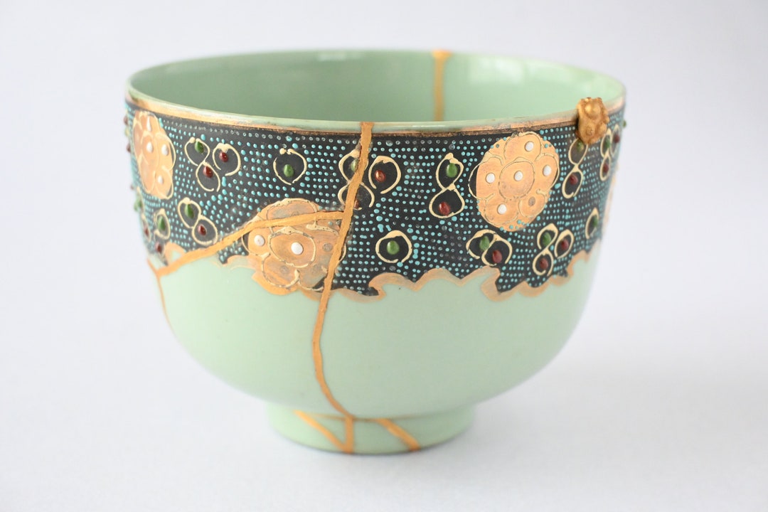 Kintsugi Vintage Tea Bowl, 24k Gold Handcrafted Matcha Chawan, Kyoto ...