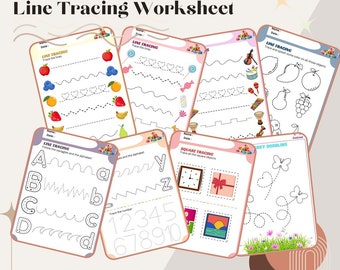 Preschool Line Tracing Worksheets, Homeschool Busy Book, Kindergarten ...