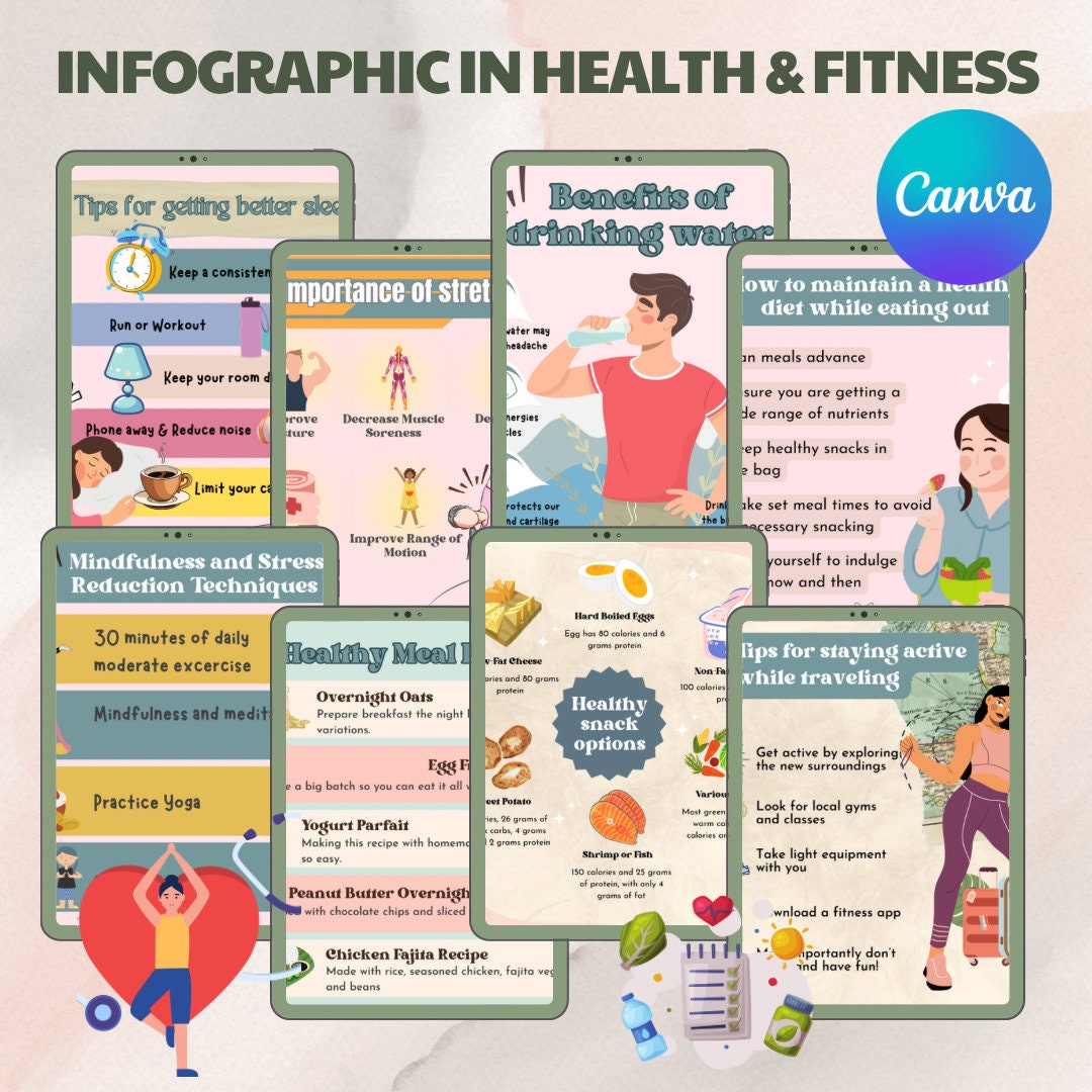 Instagram Content Infographics in Health and Fitness Canva Templates ...