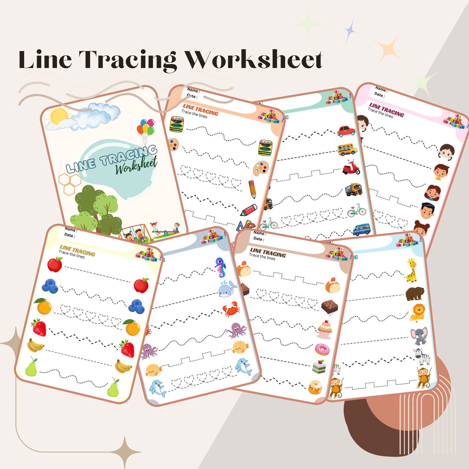 Preschool Line Tracing Worksheets, Lines Trace Pages Printable ...
