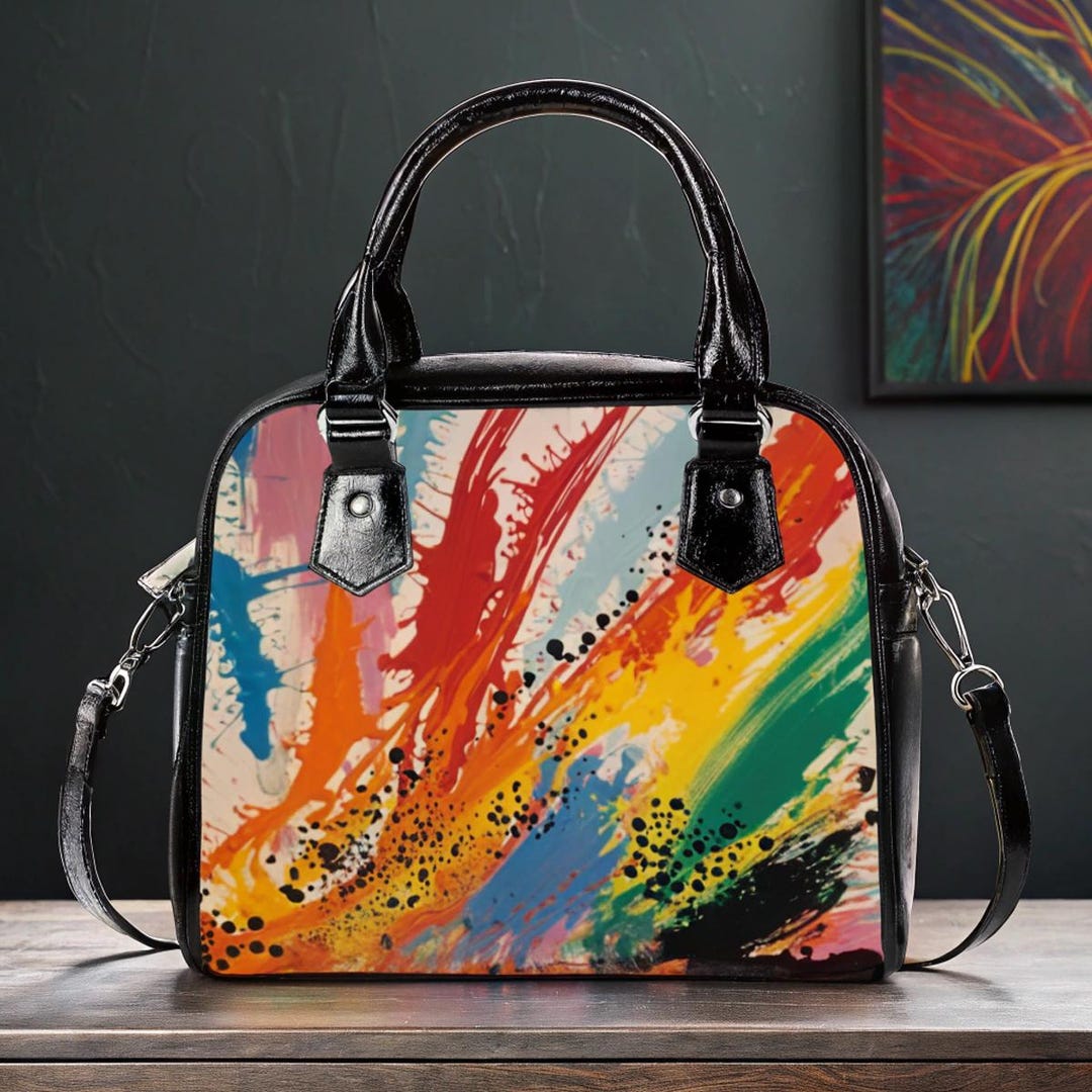Abstract Art Handbag: PU Leather Shoulder Purse, Modern Satchel - Etsy UK