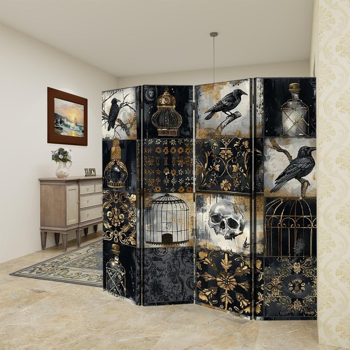 Gothic Raven Room Divider: Dark Academia Decor, Witchcore Style - Etsy