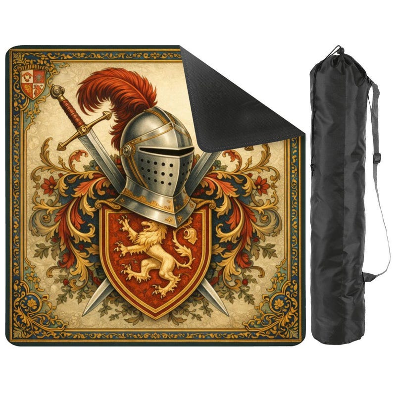 Medieval Knight Mahjong Mat With Carry Bag - Heraldry Non Slip Mah Jong ...