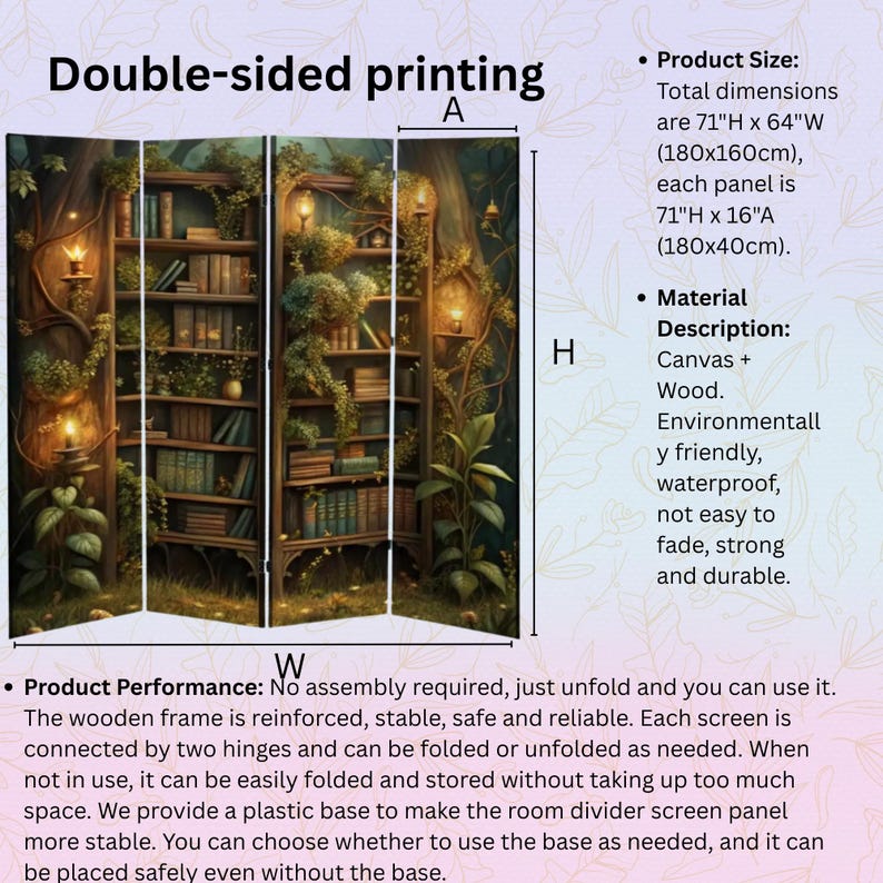 Enchanted Library Room Divider: Forest Bookshelf Privacy Screen - Etsy