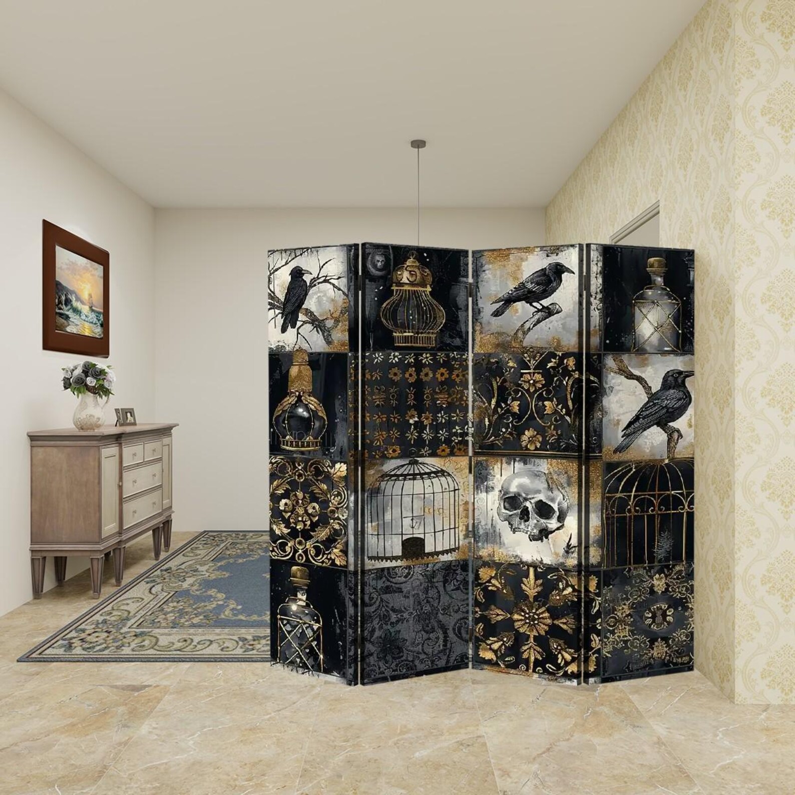 Gothic Raven Room Divider: Dark Academia Decor, Witchcore Style - Etsy