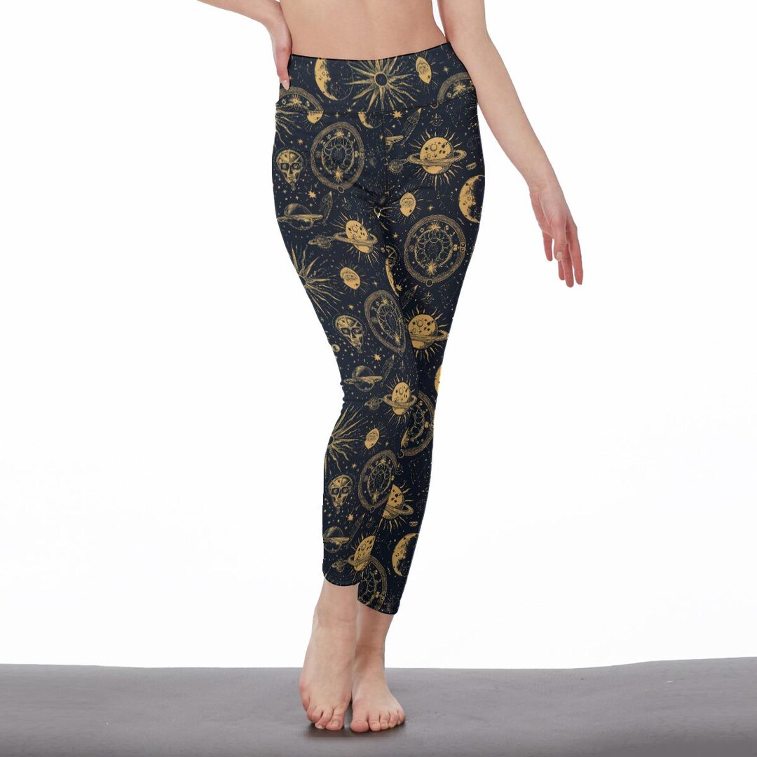 Celestial High-waisted Yoga Pants Witchy Boho Stretchy Leggings ...