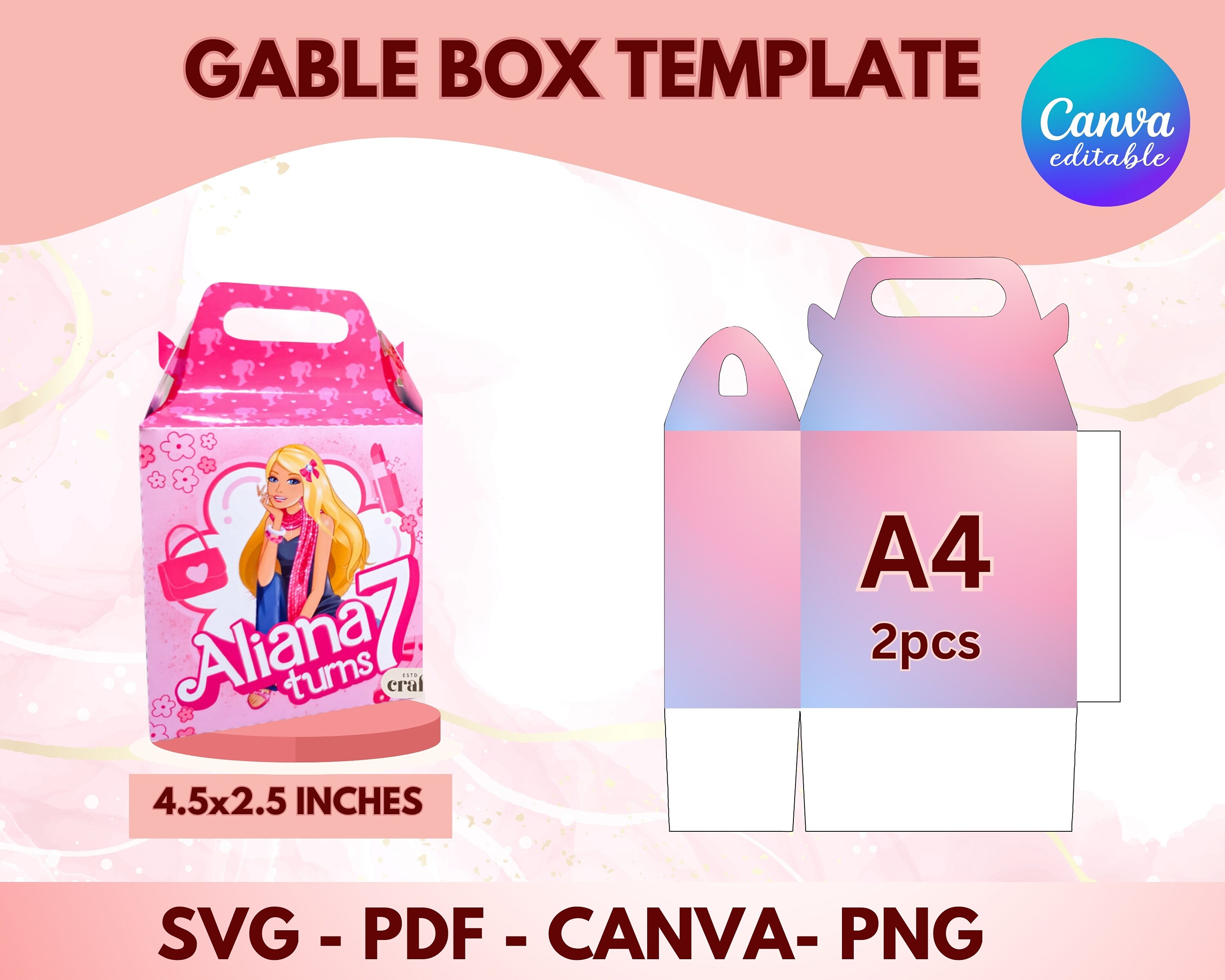 Gable Box Template Canva, Gable Box Svg for Cricut, Gift Box Template ...