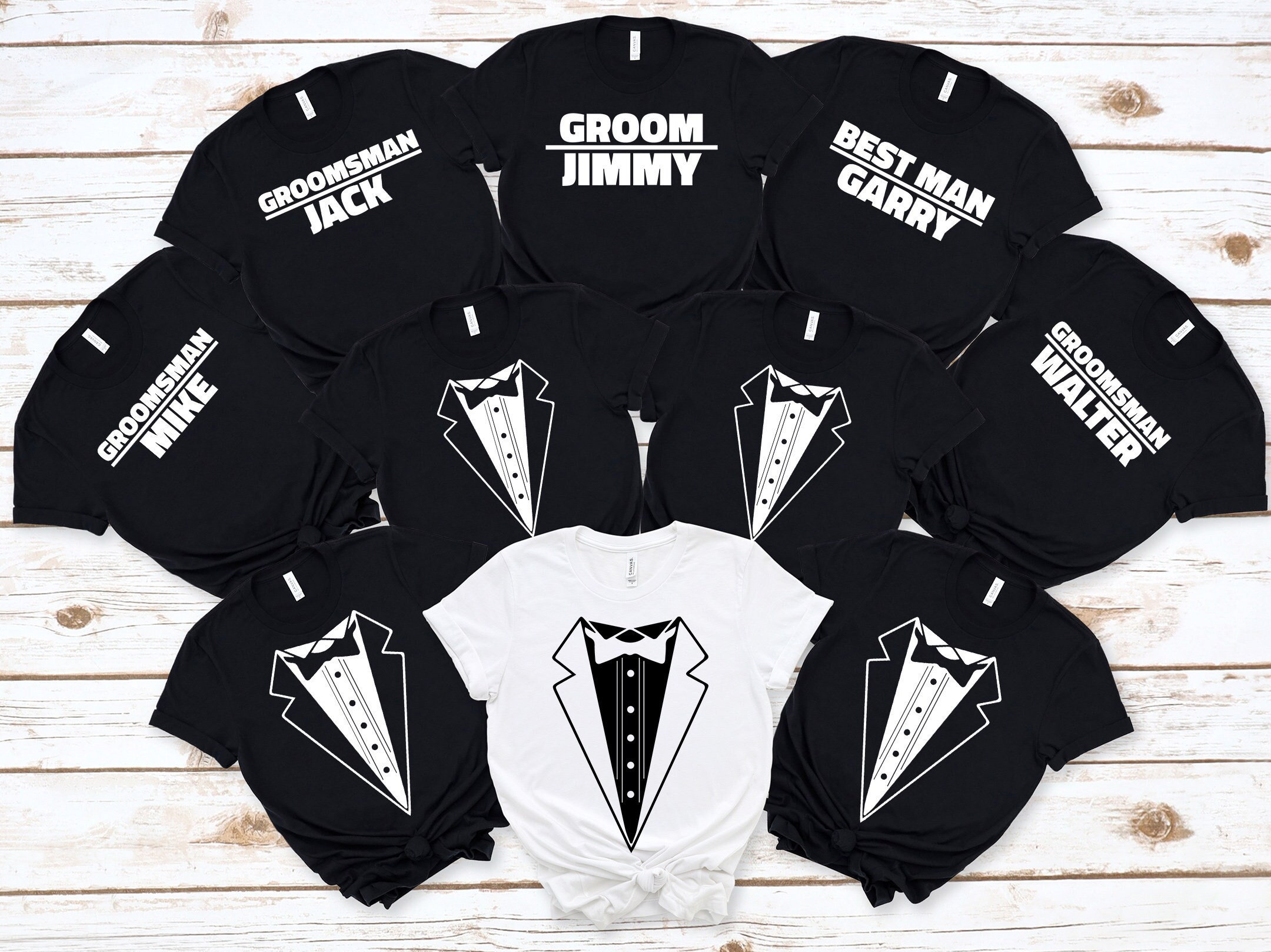 Custom Wedding Tuxedo T-shirts Groomsmen Shirts Best Man Shirt Groom ...