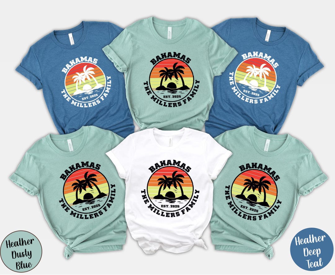 Bahamas Family Vacation Shirts: Custom Retro Sunset Matching Tees - Etsy