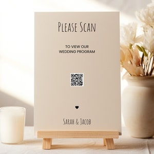 Wedding Program QR Code Sign, Minimal Reception Signage, Whimsical ...